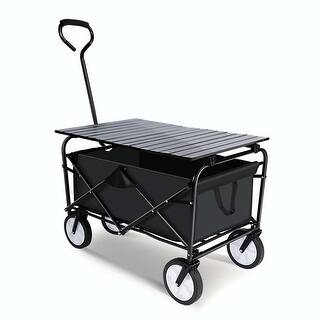 Outdoor Folding Camping Cart with Collapsible Aluminum Alloy Table ...