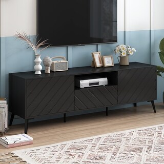 TV Console Table with Adjustable Shelves, 1 Drawer and Open Shelf - Bed ...