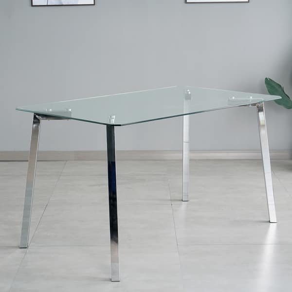 Modern minimalist rectangle glass dining table - Bed Bath & Beyond ...