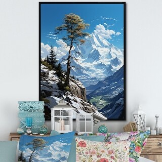 Designart "Pine Tree Winter Solitude" Tree Pine Framed Wall Art Prints ...