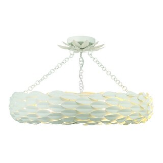 Broche 6 Light Matte White Ceiling Mount - 24"W x 5"H x 24"D - Bed Bath ...