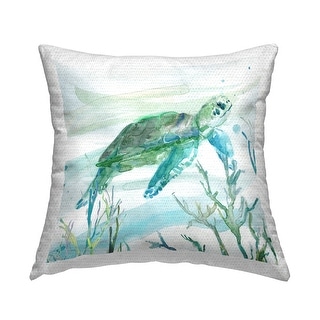 Stupell Blue & Green Sea Turtle Printed Outdoor Throw Pillow Design by ...