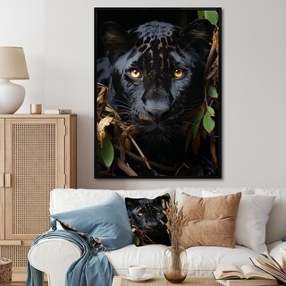 Designart "Black White Animal Panther Portrait I" Animals Panther ...