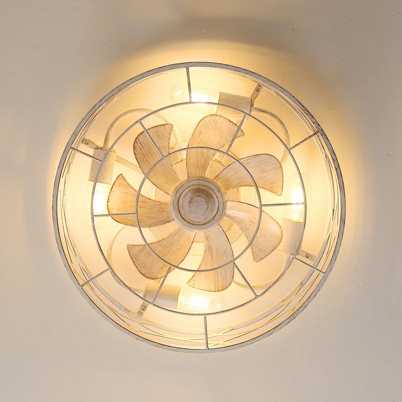 18-in Vintage Distressed White Low Profile Ceiling Fan with Remote ...