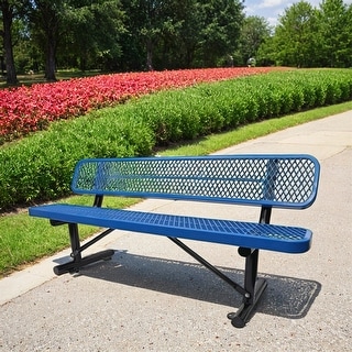 6 ft. Outdoor Steel Bench with Backrest - Bed Bath & Beyond - 42938688