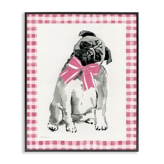 Stupell Pug with Plaid Border Framed Giclee Art Design By Carol ...