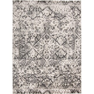 7' X 10' Gray Ivory And Silver Abstract Stain Resistant Area Rug - 3'6 ...
