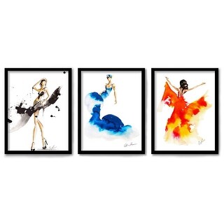 (Set of 3) Triptych Wall Art Wall Art Fashion Pops of Color by Claire ...