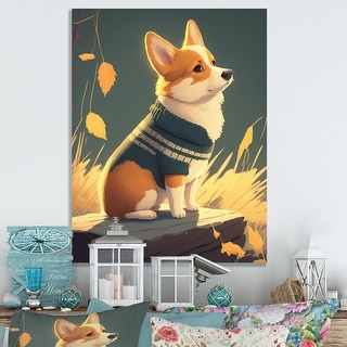 Designart "Cute Little Corgi Dog" Animals Dog Corgi Gangster Mafia ...