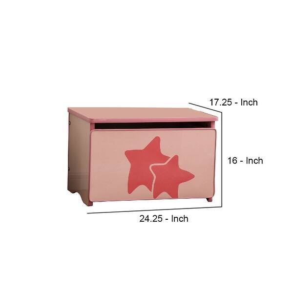 Toy Box With Pull Out Storage Drawer And Painted Edges Pink Saltoro ...