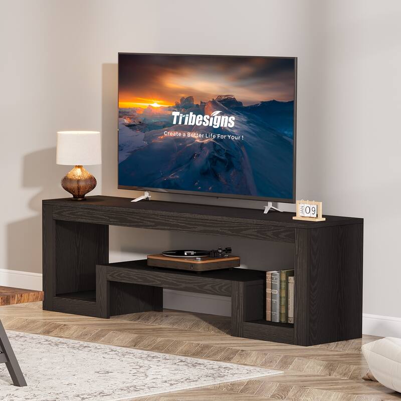 63'' TV Stand for 55/60/65-Inch TVs, Entertainment Center with Shelves ...