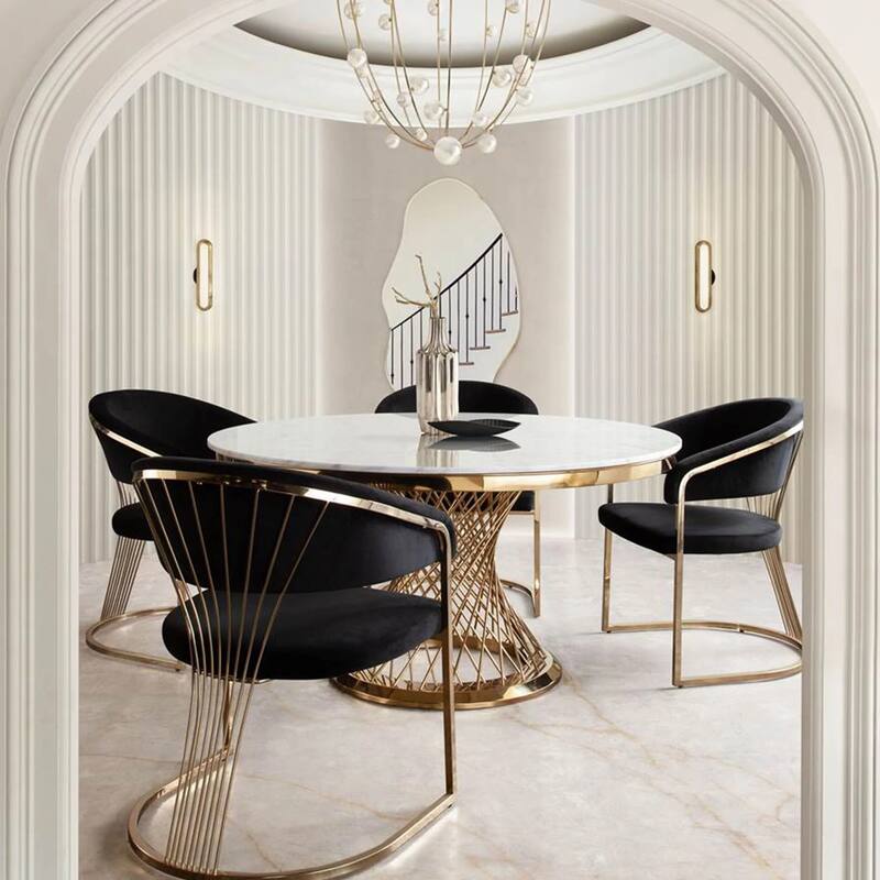 Aster Gold Dining Table - Overstock - 36530394