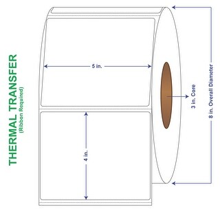 5" x 4" General Use Labels, w/ Perf Thermal Transfer Labels, Perforated ...
