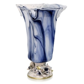 Infinity Vase - Murano Glass Vase in Royal Blue and White Swirl sitting ...