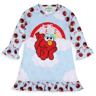 Sesame Street Girls' Sweet Dreams Elmo Rainbow Sleep Pajama Dress ...