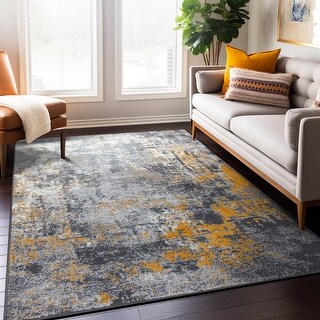 World Rug Gallery Distressed Contemporary Abstract Area Rug - Bed Bath ...