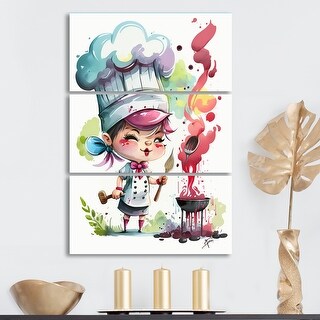 Designart "Cute Chef With Hat On I" Fashion Woman Canvas Art Print - 3 ...