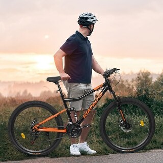 26 Inch Curved Mountain Bike with Iron Frame 21 Speed, Dual Disc Brakes ...