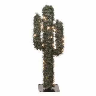 Transpac Metal 36 in. Multicolor Christmas Floral Light Up Cactus Tree ...