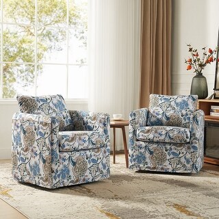 Erkenbald Modern Slipcovered Swivel Chair with Removable Cushion Set of ...
