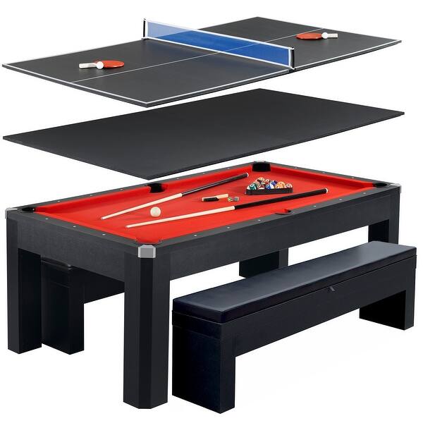 Hathaway Park Avenue 7-ft Pool Table Combo Set w/ Benches - Bed Bath ...