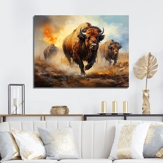 Designart "Native Buffalo Mesmerizing" Native American Art Wall Art ...