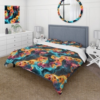 Designart "Multicolor Popart Playful Matrix V" Modern Bedding Cover Set ...