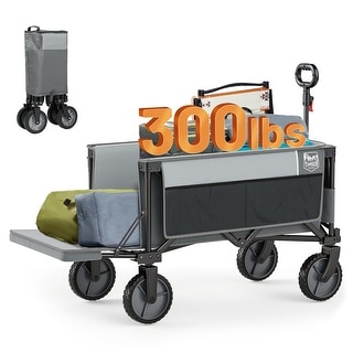 Collapsible Folding Wagon Cart with Tailgate, 300lbs Heavy Duty ...