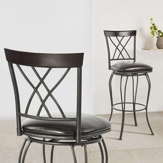Set of 2 Counter Height Swivel Bar Stools with Metal Back - Bed Bath ...