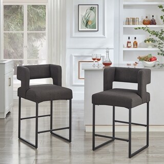 Counter Height Bar Stools with Unique Square Open Backrest,Set of 2 ...