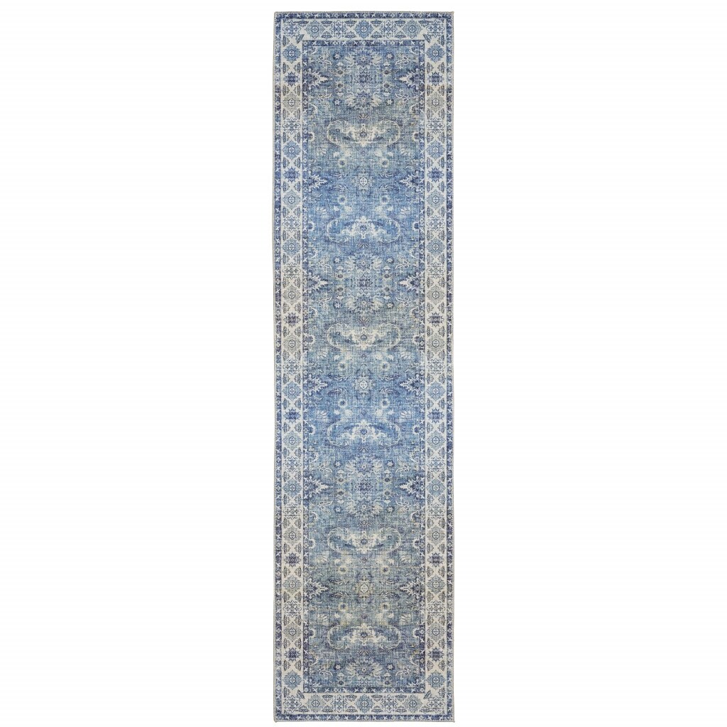 2' X 8' Orange Blue Teal Green And Beige Oriental Power Loom Stain ...