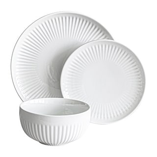Over and Back White Porcelain 24pc Fluted Dinnerware Set - Bed Bath ...
