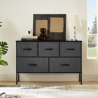 5 Drawers Wide Chest Storage Cabinet,Sturdy Frame - Bed Bath & Beyond ...