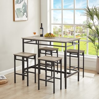 Kitchen & Dining Room Set, 5 Pieces Counter Height Bar Table Set with 4 ...