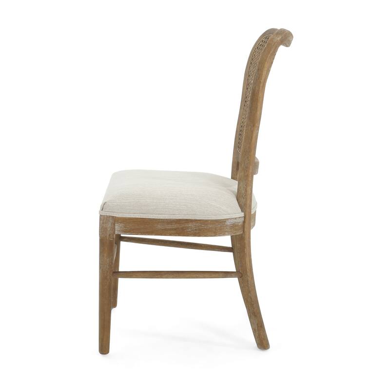 Reno Farmhouse Rubberwood Dining Chairs with Rattan Backrest (set of 2 ...