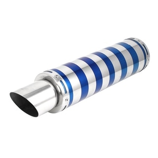 Motorbike Blue Silver Tone Exhaust Slant Tip Muffler Pipe 340mm x 100mm ...