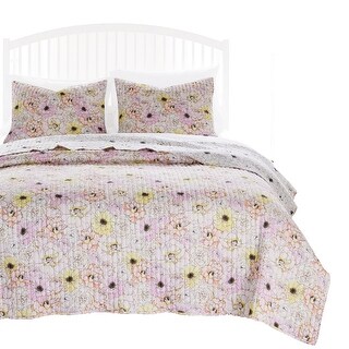 Milan 2 Piece Microfiber Blooming Flower Pattern Twin Quilt Set, White ...