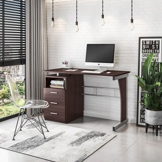 Compact Computer Desk with Ample Storage, Moisture-Resistant Finish ...