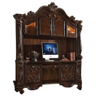 76 Inches Scrolled and Molded Computer Desk with Hutch, Brown - Bed ...