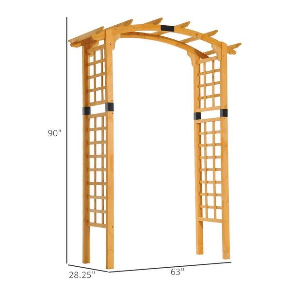 Wood Garden Arbor Arch with Trellis Wall for Climbing & Hanging Plants ...