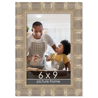 6x9 Bamboo Silver Complete Wood Picture Frame with UV Acrylic, Foam ...