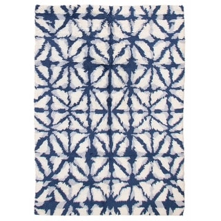 ECARPETGALLERY Hand-knotted Tangier Cream, Navy Wool Rug - 6'0 x 8'10 ...