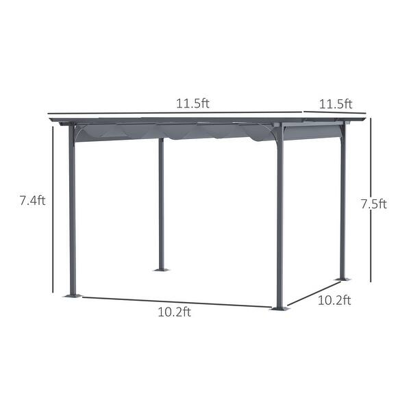 Outsunny 11.5' x 11.5' Retractable Pergola Canopy, Outdoor UV ...