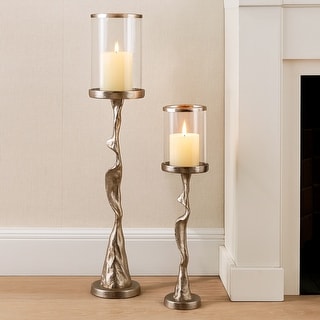 Metal Candle Holder Tabletop Sculptural Base (Set of 2) - 30" Silver ...