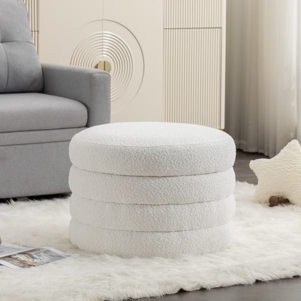 ivory boucle stool