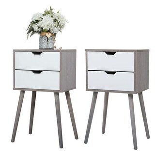 Set Of 2 Bedside Table With Two Drawer Storage Design For Living Room ...