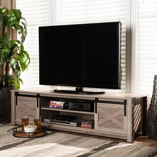 32" TV Stand in White Washed Oak - 59" - Bed Bath & Beyond - 37685666