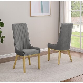 Best Quality Furniture Teddy Fabric Gold Chrome Base Dining Chairs (Set ...