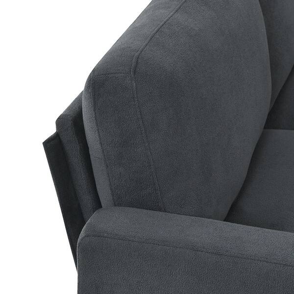 Dark Grey Velvet Sectional Sofa Set L-Shaped Sectionals with Ottoman ...