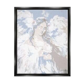 Stupell Angel Holding Blossom White Wings Floating Framed Canvas Wall ...